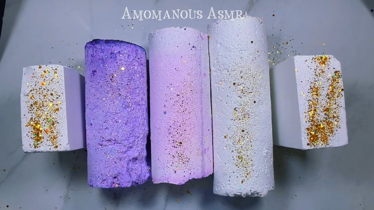 Purple and white cylinders - gym chalk ASMR - YouTube