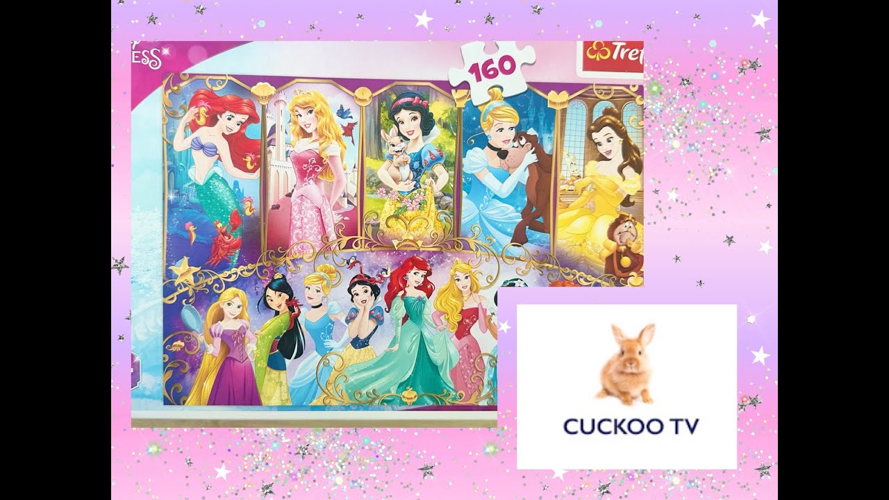 Making Disney princess puzzle for kids, solving 160 pieces puzzle - YouTube