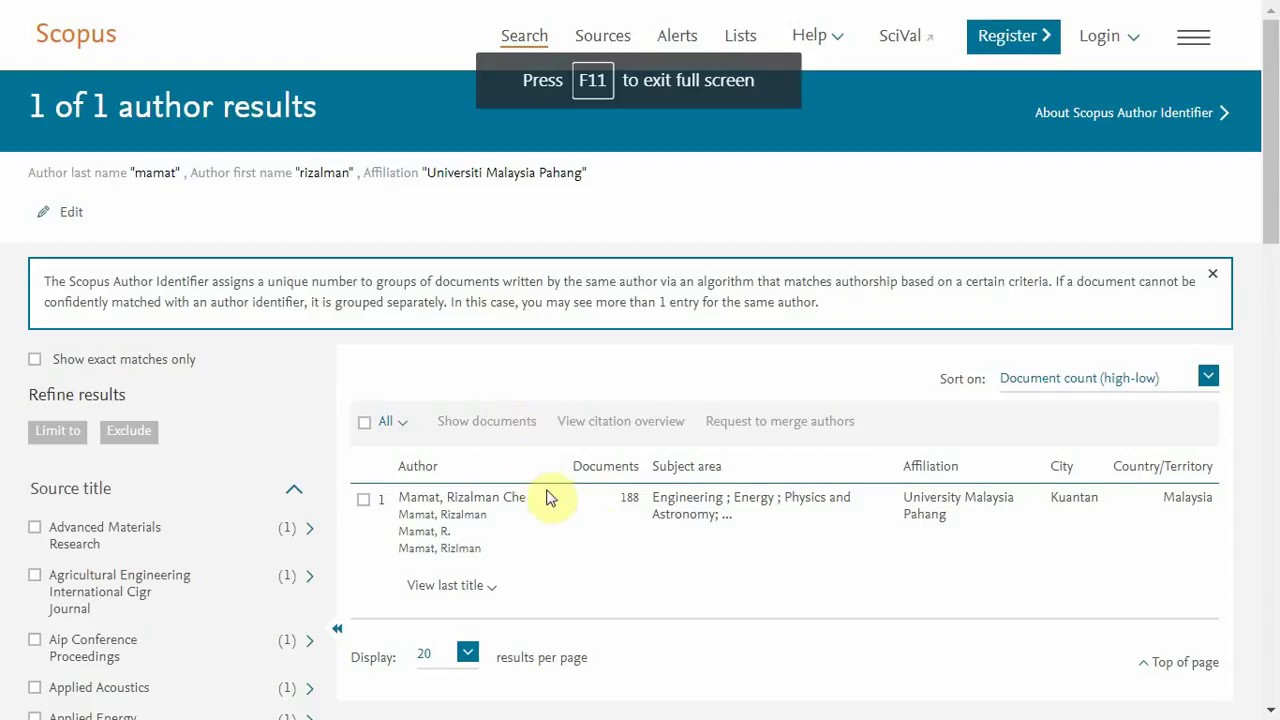 Scopus tutorial searching for author - YouTube