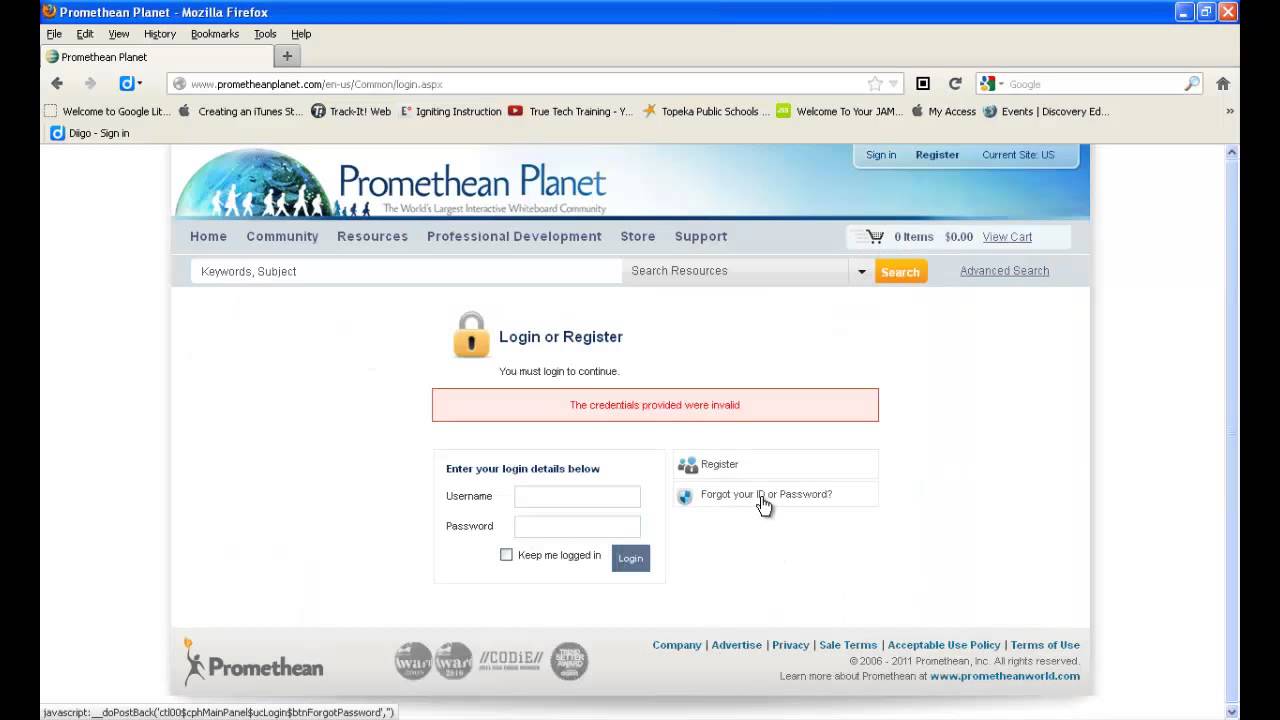 Promethean Planet - Requeting Password - YouTube