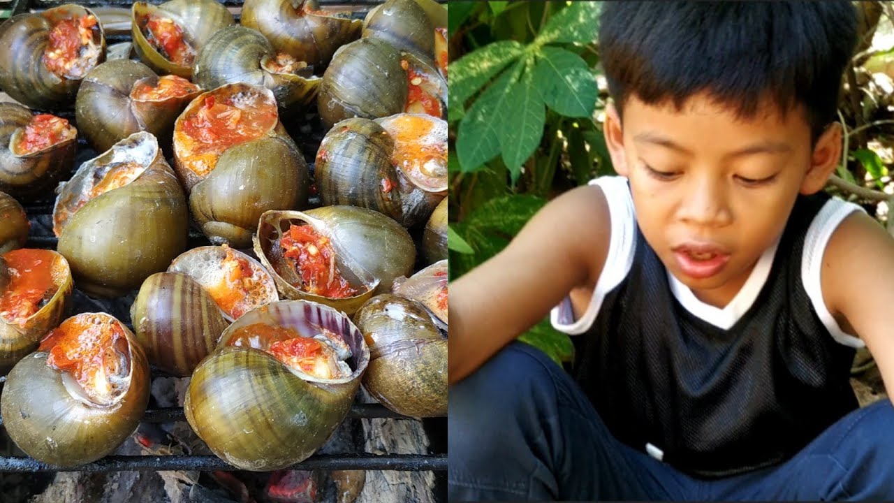 Grilled snails eating with fish and lime sauce, yummy 😍 - YouTube