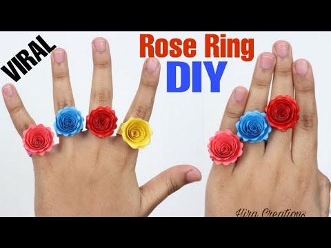 How to Make Easy & Beautiful Rose Ring - DIY Paper Hand Ring Not ...