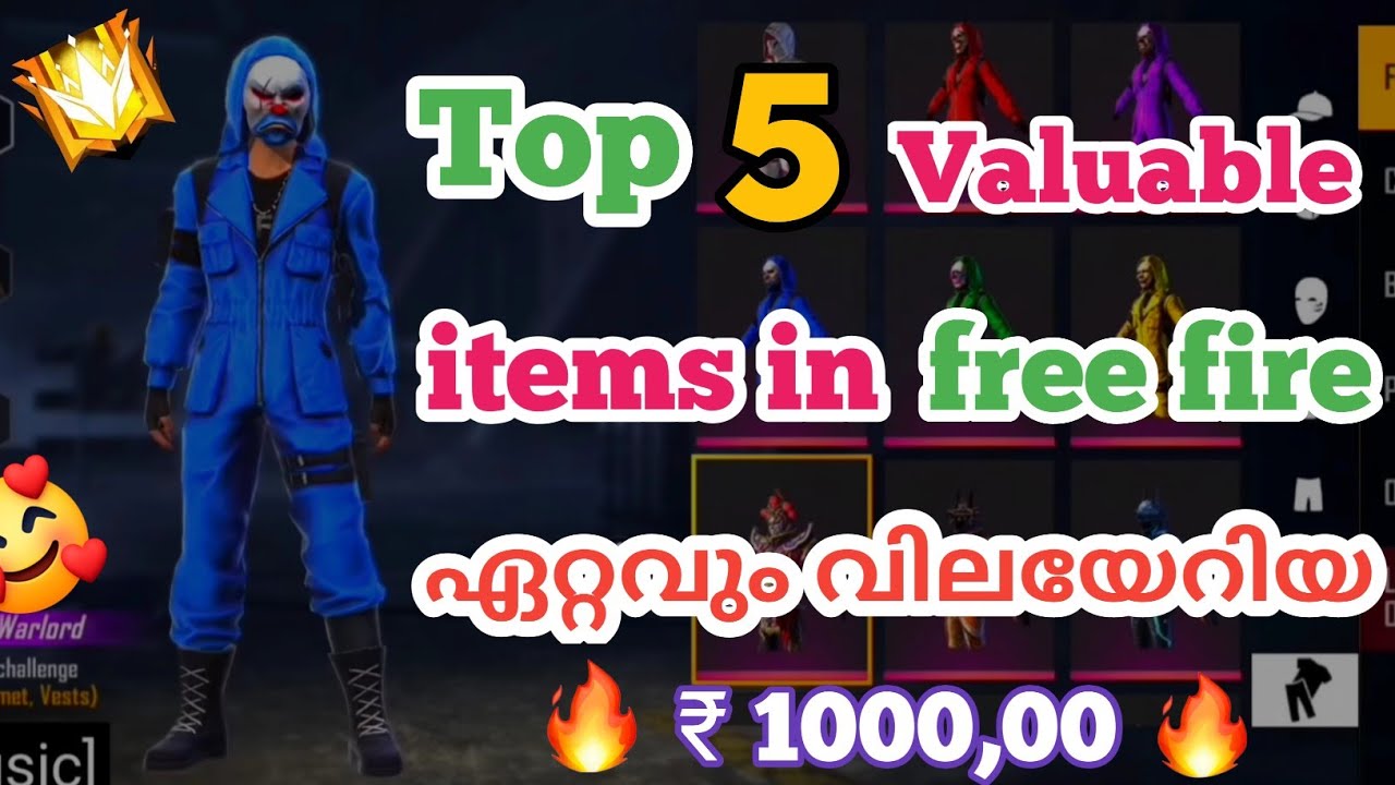 68 Game Bài | Top 5 most valuable items in free fire || ഏറ്റവും ...