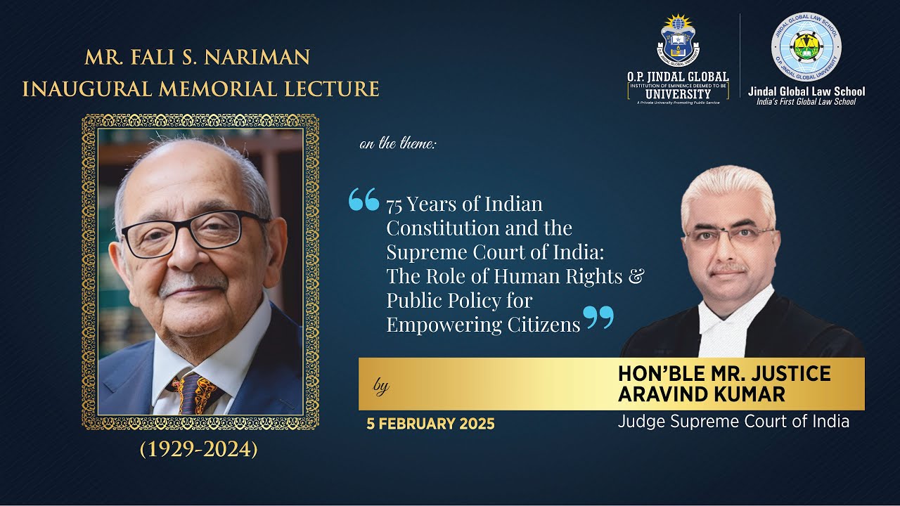 Mr. Falli S. Nariman Inaugural Memorial Lecture by Hon'ble Mr. Justice Aravind Kumar - YouTube