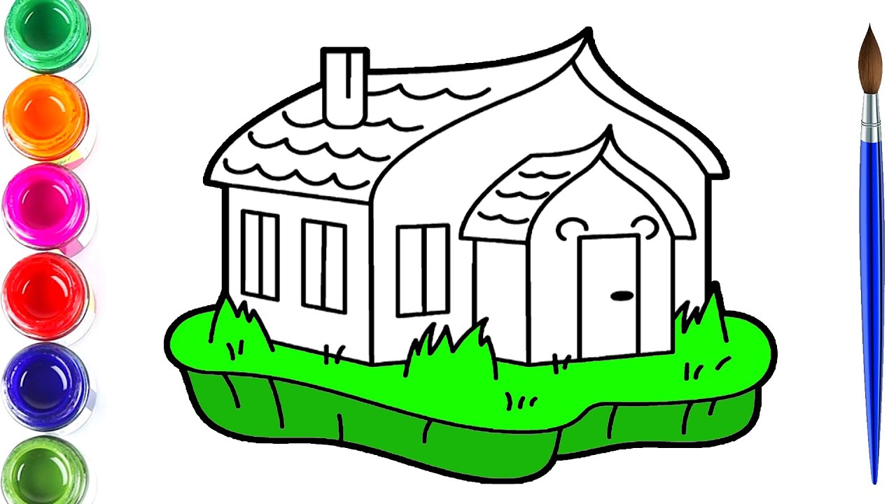 House Drawing & Coloring For Kids & Toddlers | Kids Art | How To Draw ...
