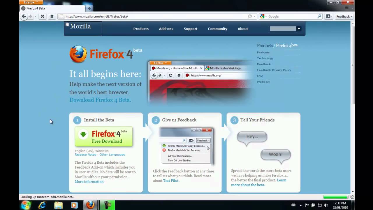 How to get Mozilla Firefox 4.0 beta 4 - YouTube