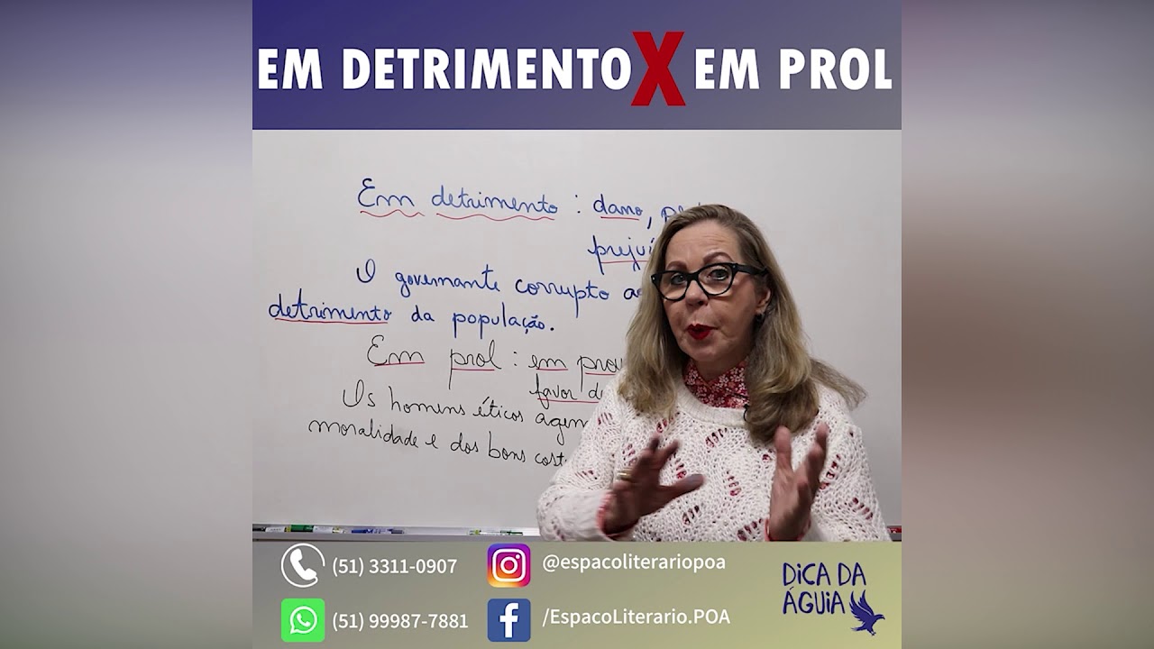 Diferença entre “Em detrimento de” e “Em prol de” - YouTube