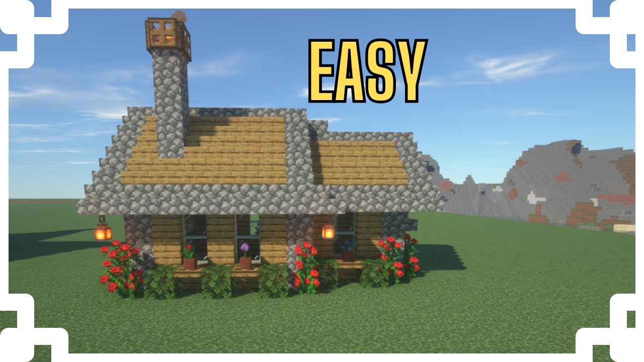 How to build an Oak and Cobblestone House in Minecraft - YouTube