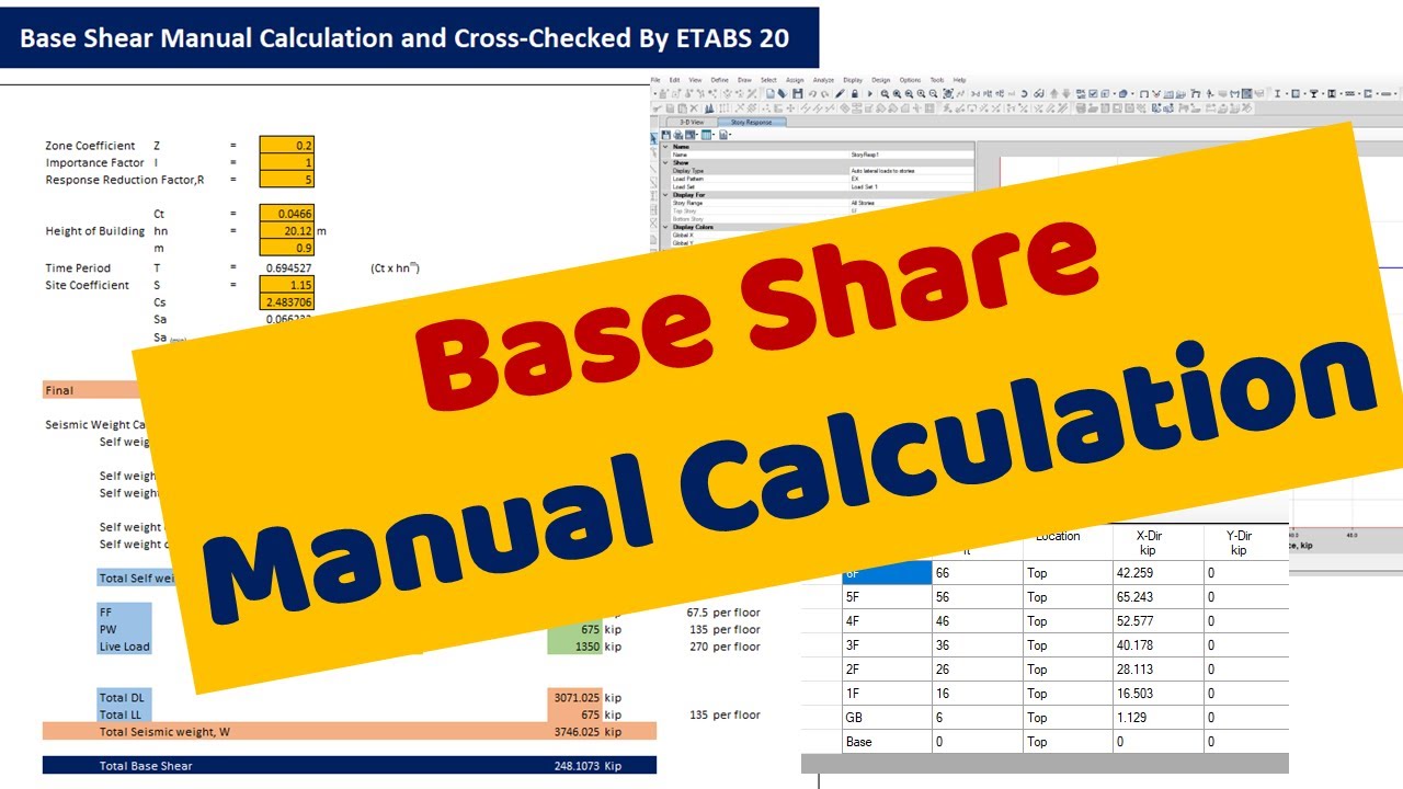 Base Shear manual Calculation with Excel as per BNBC 2020 ...