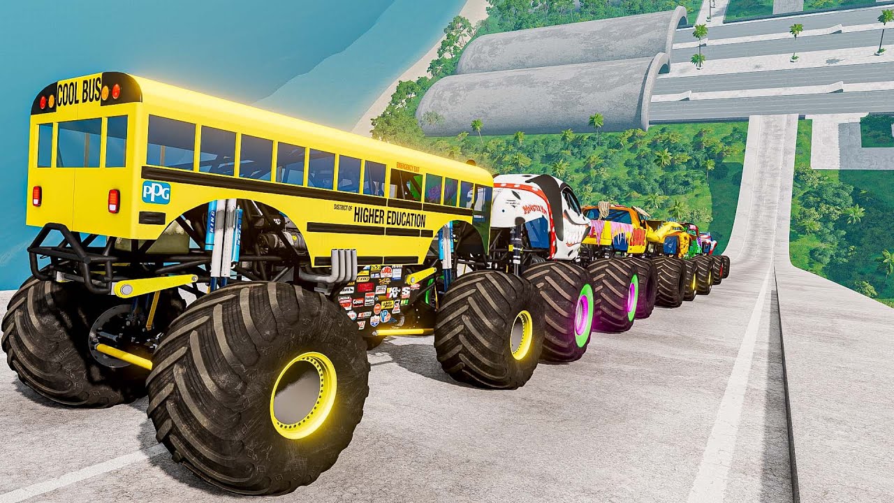 Epic High Speed Monster Jumps #90 | Monster Trucks & Cars - Beamng ...