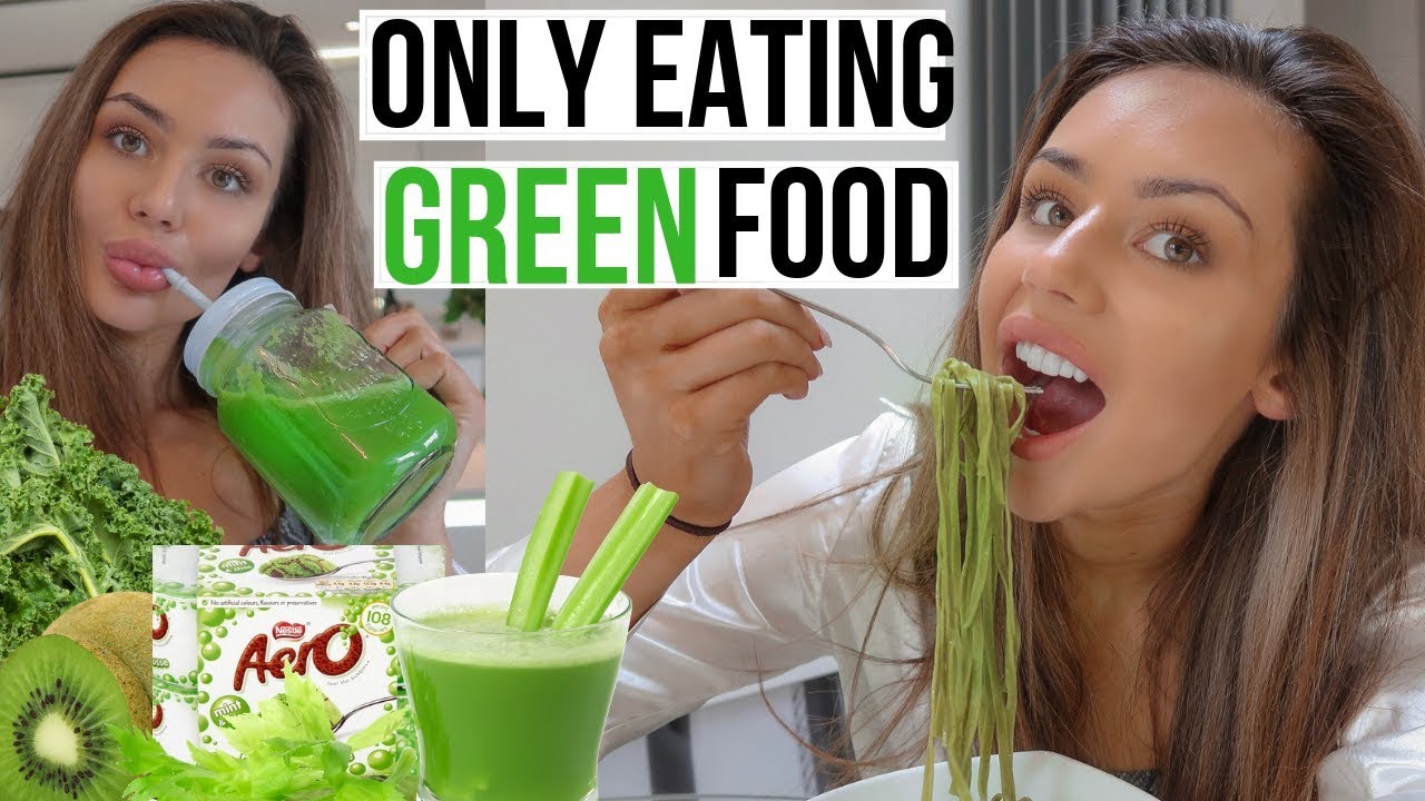 I Only Ate GREEN FOOD for 24 hours challenge!!! - YouTube