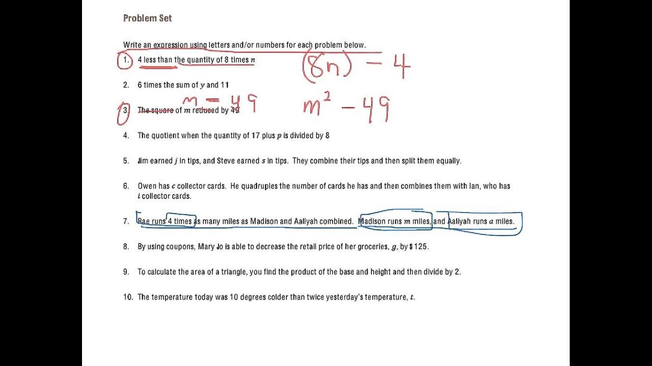 Grade 6 Module 4 Lesson 17 Problem Set - YouTube