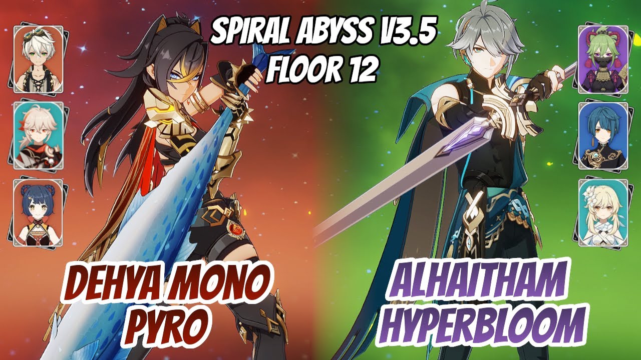 Dehya Mono Pyro & Alhaitham Hyperbloom Abyss v3.5 Floor 12 (9 Stars ...