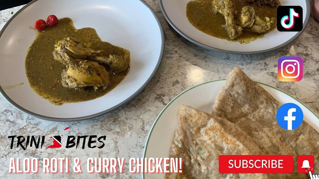 Trini Bites | Aloo Roti & Curry Chicken! **SO GOOD** - YouTube