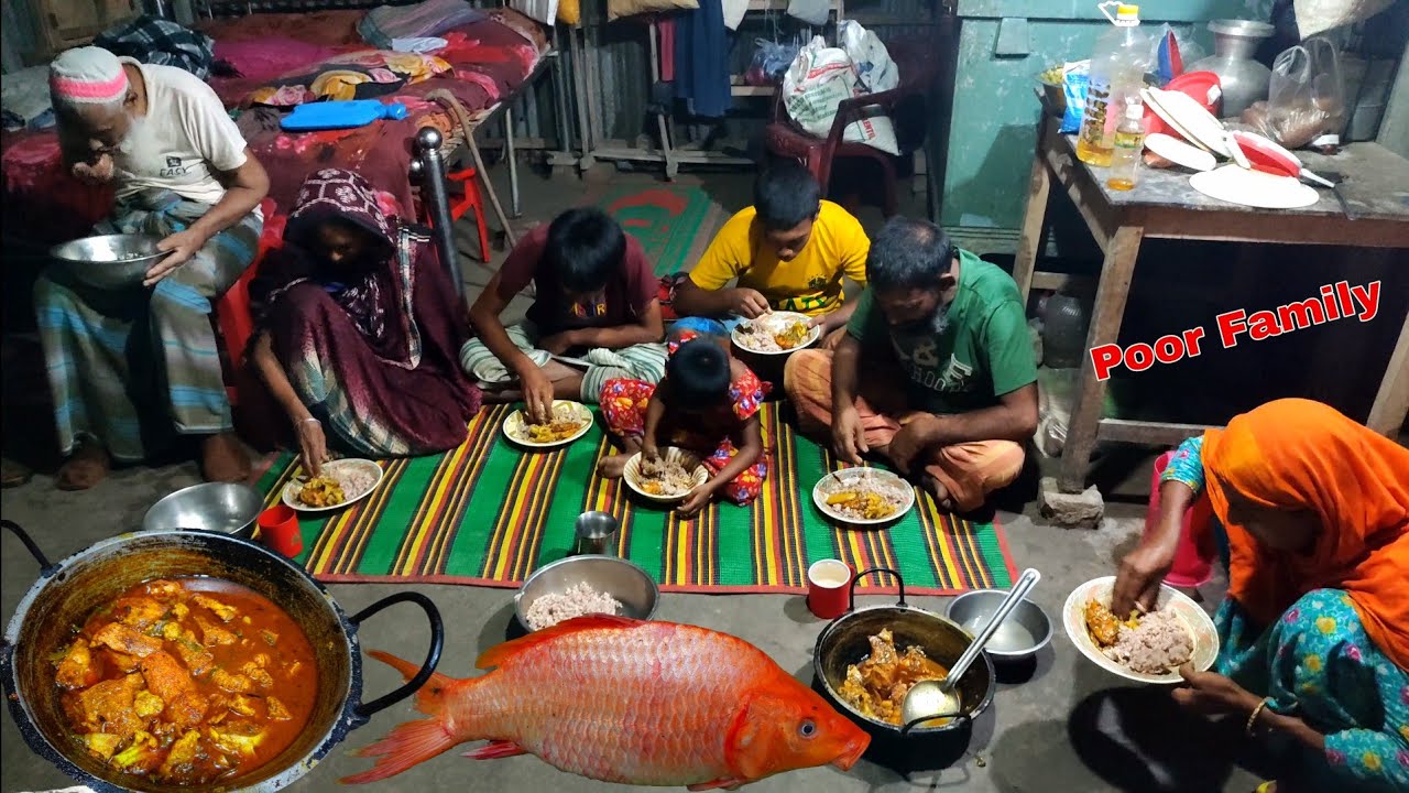 Very Poor Family Cooking & Eating Life Style | Cooking Big Red-Fish ...