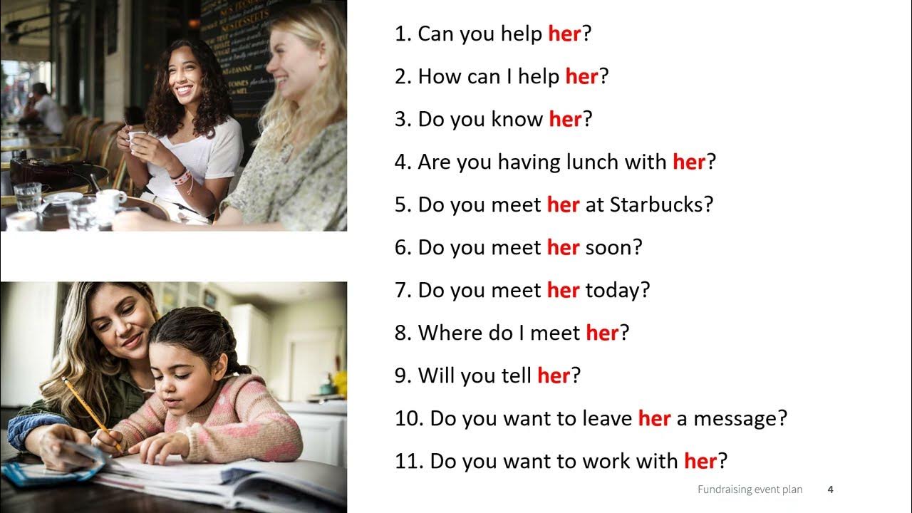 Her: Object Pronoun & Object of a Preposition for Beginner & Intermediate English Grammar (ESL ...