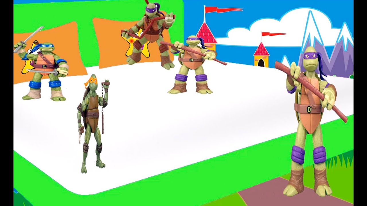 Teenage Mutant Ninja Turtles Jumping on the Feet bed | Nursery Rhymes ...