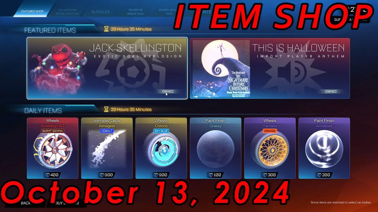 October 13 Rocket League Item Shop: ORANGE YAMANE WHEELS! - YouTube