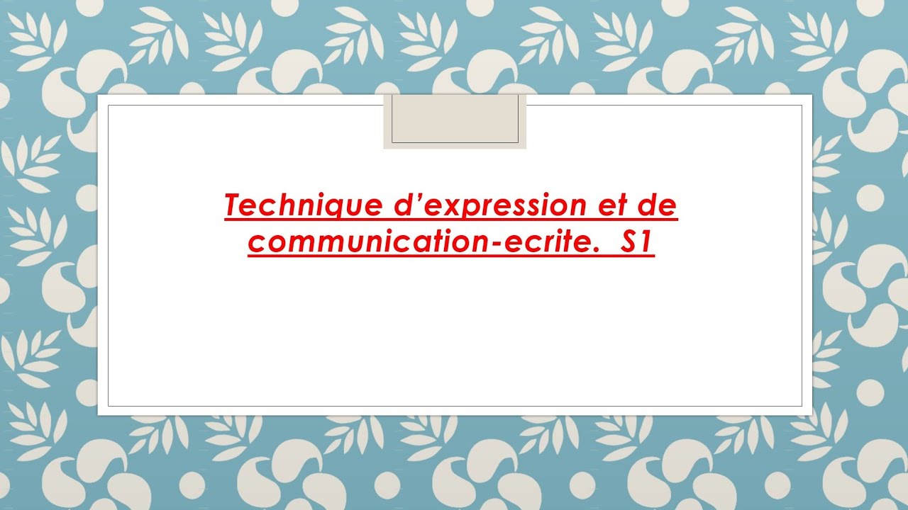 technique d'expression et de communication-écrite .exercice de la ...
