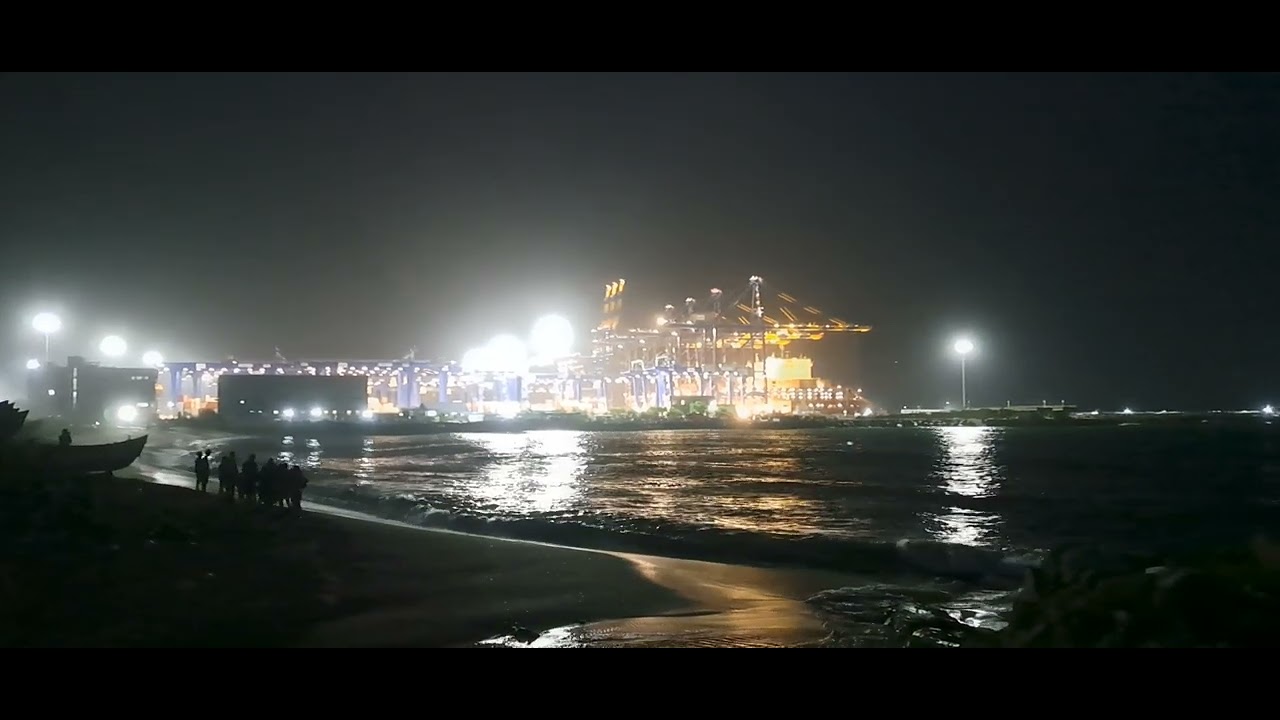 Vizhinjam sea port with first ship at sunday night 14/07/2024 - YouTube