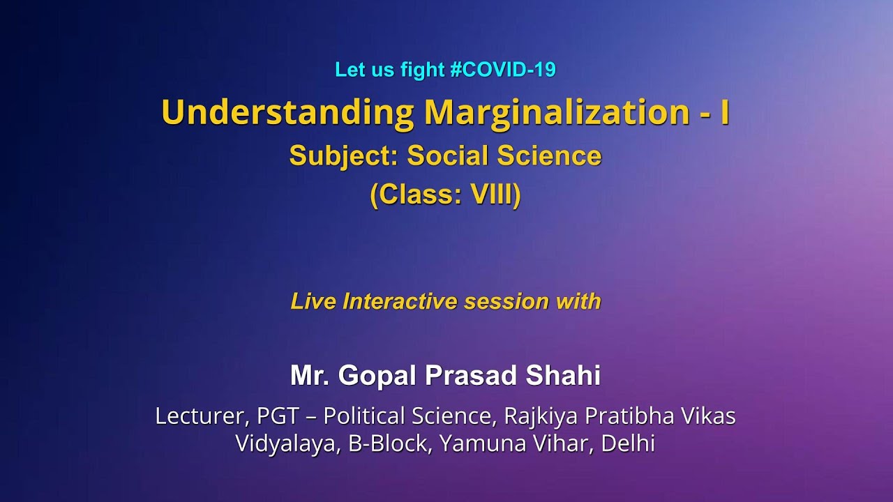 Live Interaction on PMeVIDYA : Understanding Marginalization- 1 - YouTube