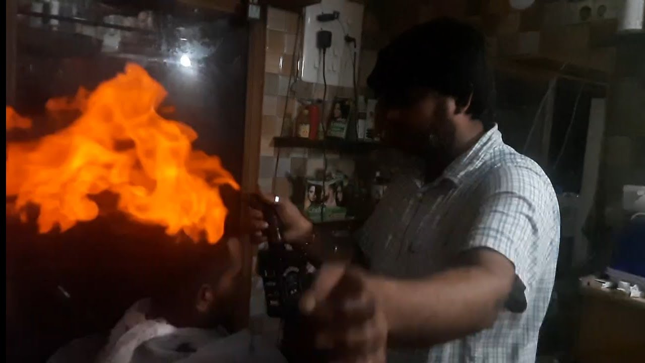 Amazing fire hair cutting by.Abhi kindaliya - YouTube