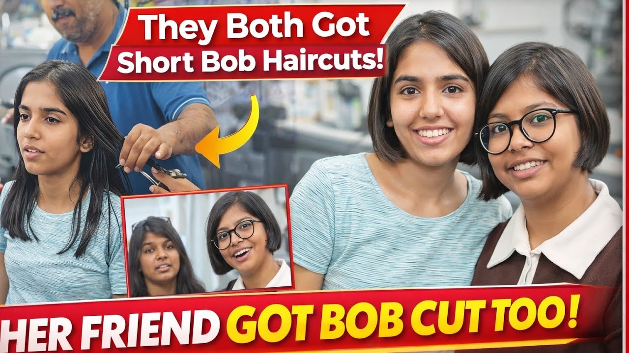 She Inspired Her Friend to Cut Long Hair Into a Bob! - YouTube