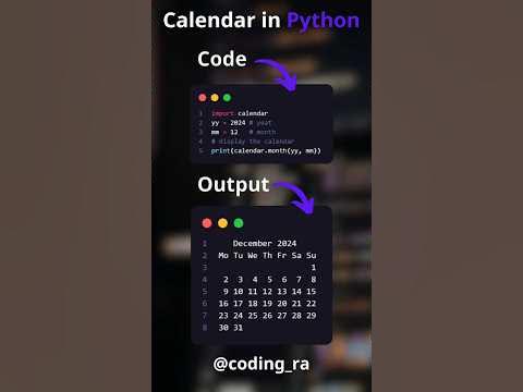 Calendar 📆 using Python 😁📌#h_abdulrahman #python #python3 #معانا_ولا_مش_معانا #برمجة - YouTube