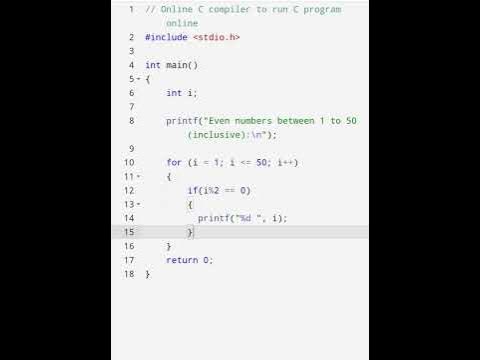 print even numbers from 1 to 50 in c language.#c programming language. - YouTube
