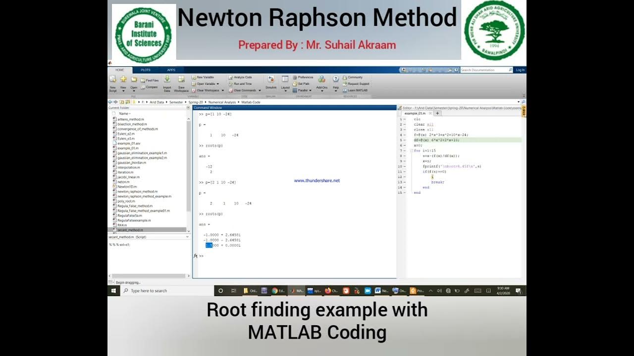 Numerical Analysis L#02 Newton Rapson Method Solved Example | Newton Method MATLAB Coding ...