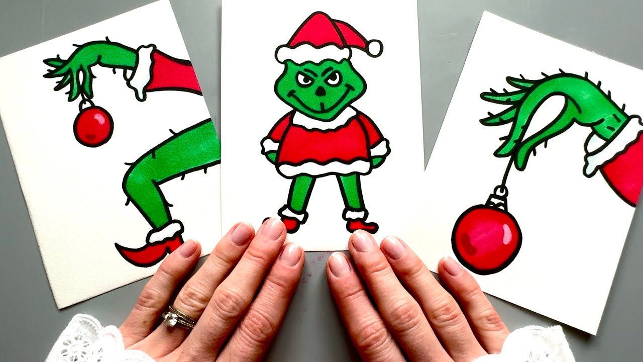 Grinch Christmas ASMR Drawing & Coloring — Step by Step | No Talking ...