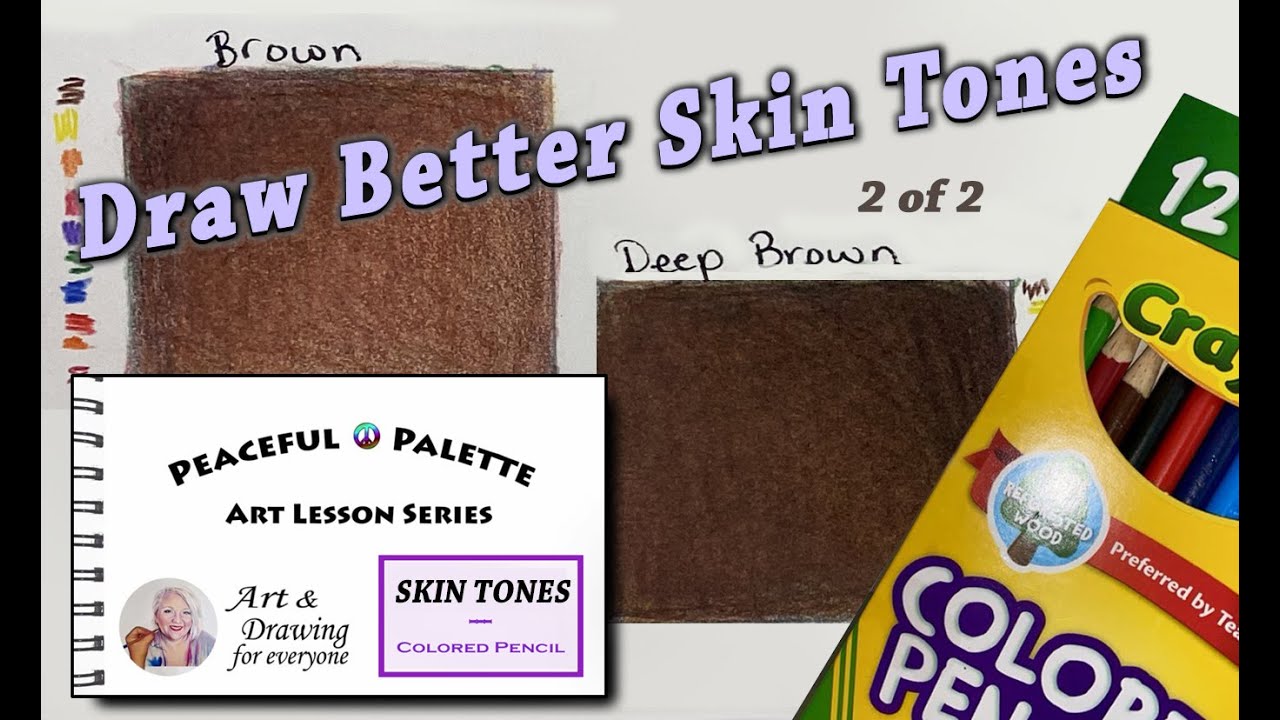 How to draw beautiful dark brown skin tones with basic colored pencils ...