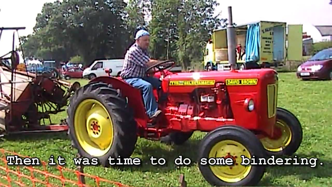 David Brown red 770 and Massey Harris binder at Coed Y Dinas - YouTube