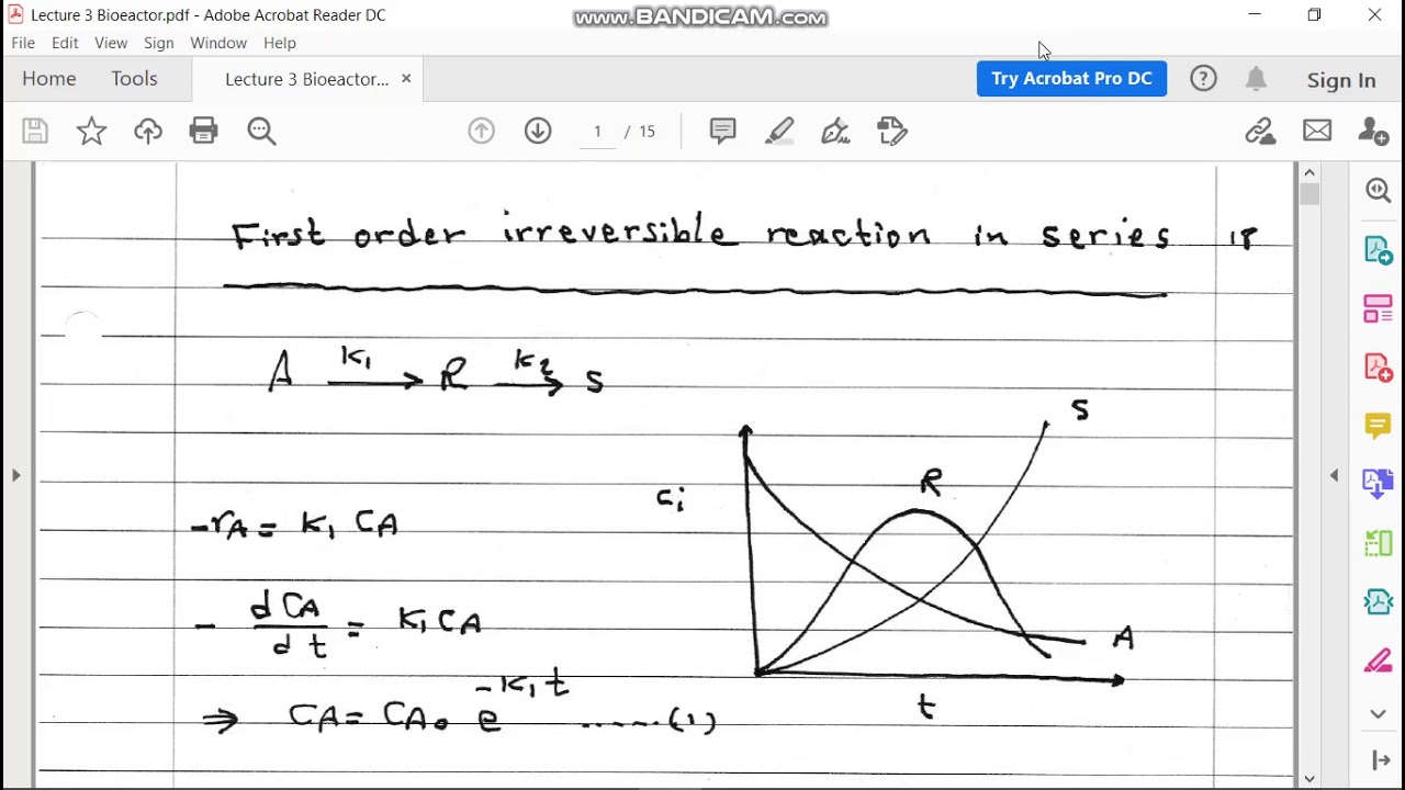 Bioreaction Kinetics lec 3-1 Reactions in Series - YouTube