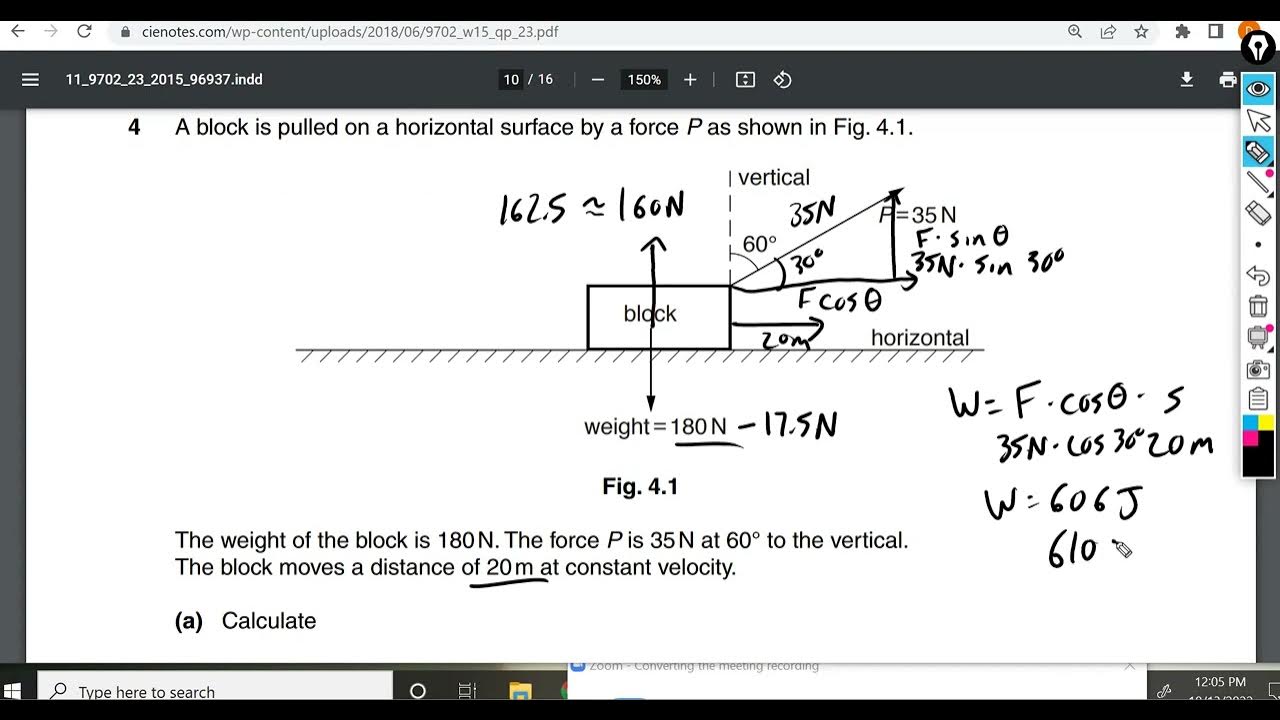 Calculating the Normal Force and the Work Done Against Friction Sliding a Block - YouTube