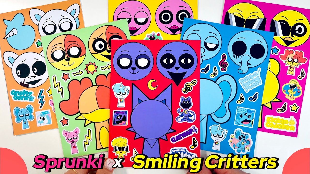Incredibox Sprunki x Smiling Critters Sticker Book 🌙 스마일링 크리터즈 x 스프런키 ...