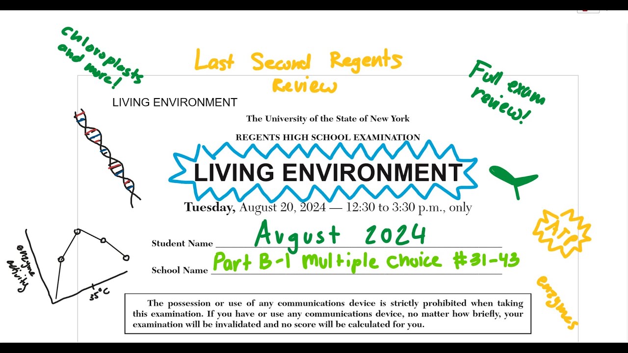 August 2024 Living Environment Regents Review (Part B-1 #31-43 ...