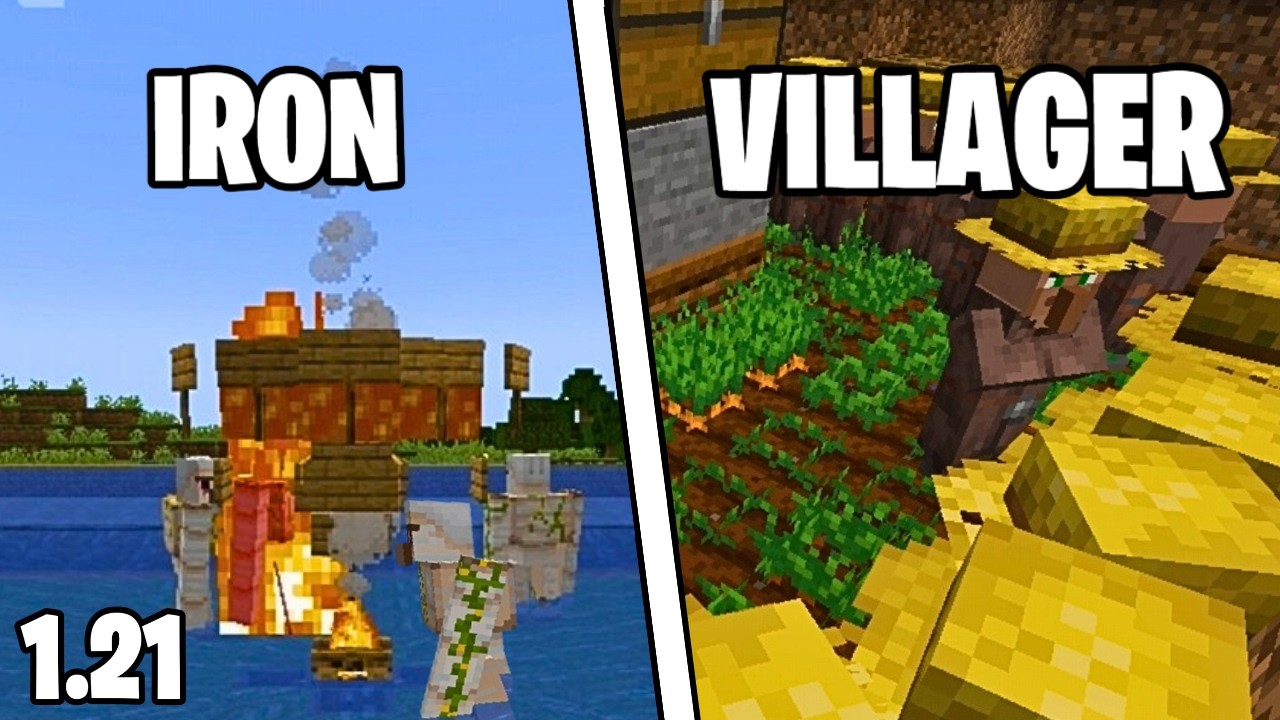Minecraft: EASY IRON AND VILLAGER FARM ! Bedrock & Mcpe - YouTube