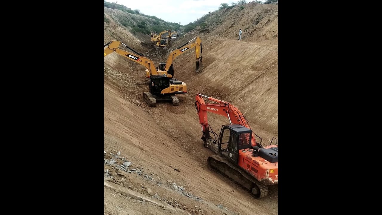 Civil engineering,canal work, trimming and slit removing at site. - YouTube