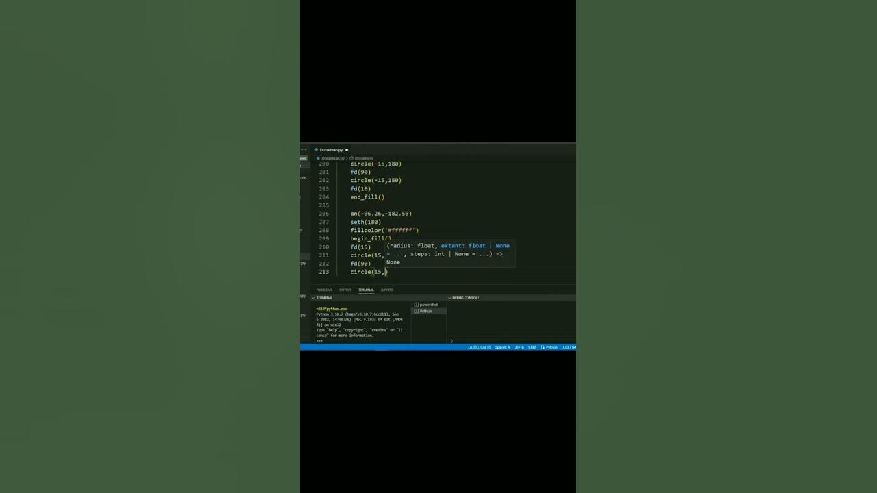 😲draw Doraemon Using Python Turtle Code Doraemon Pythonturtle Youtube