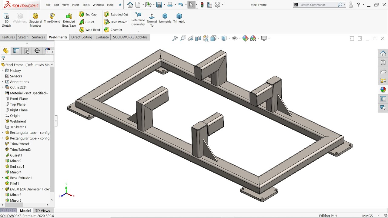 SolidWorks Weldments Tutorial Structural Member Gusset End Cap Trim SolidWorks Weldments Tutorial Structural Member Gusset End Cap Trim