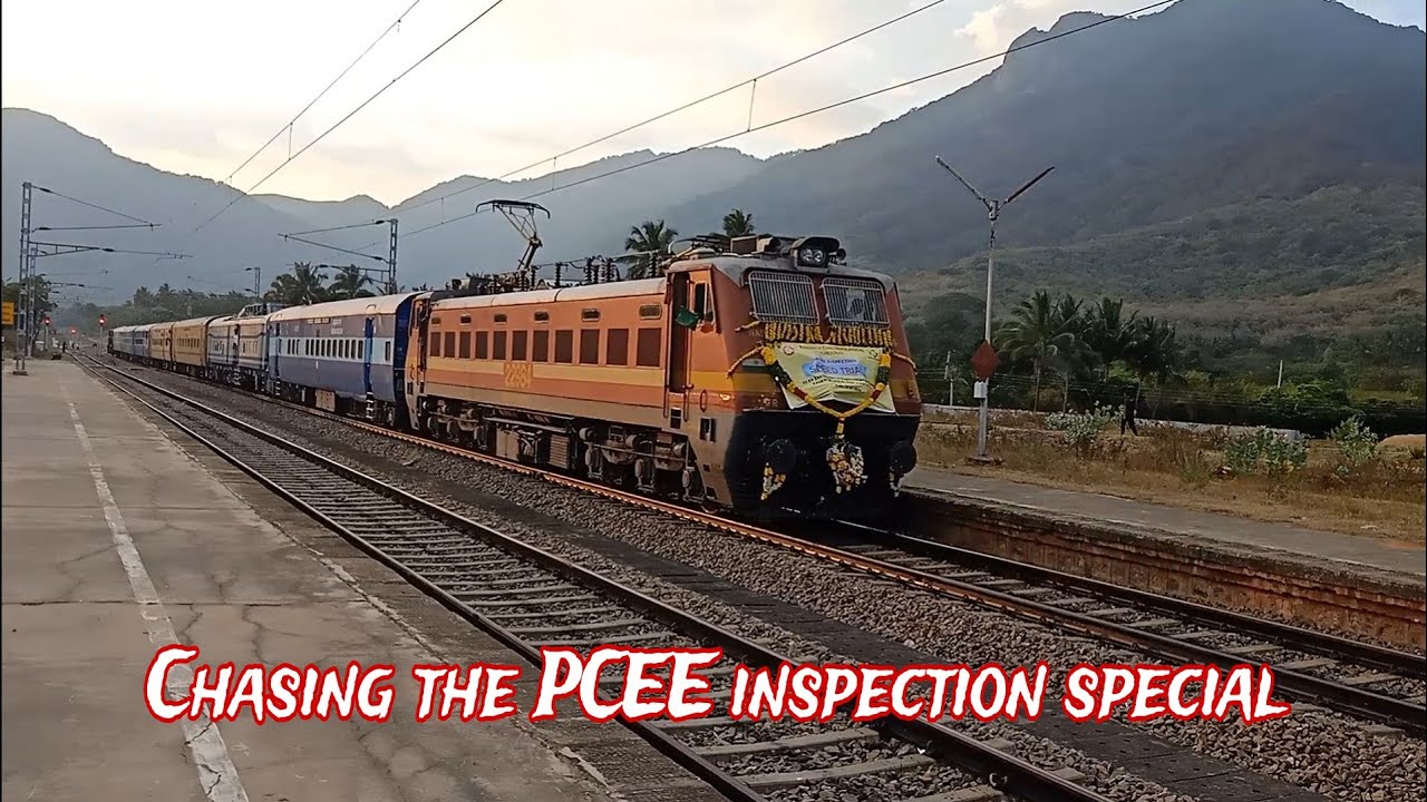 Chasing the PCEE inspection special | Electric Loco in Sengottai ...