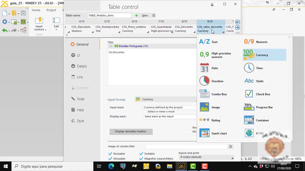Guia Windev 25 - aula 158 - Controle tabela em formulário VCR - YouTube