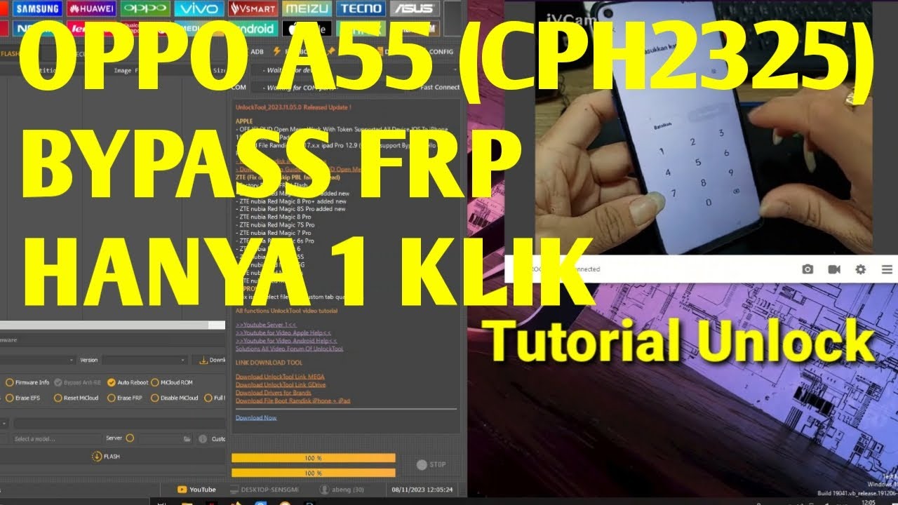 CARA BYPASS FRP OPPO A55 ( CPH2325 ) ANDROID 13 VIA UNLOCKTOOL# ...