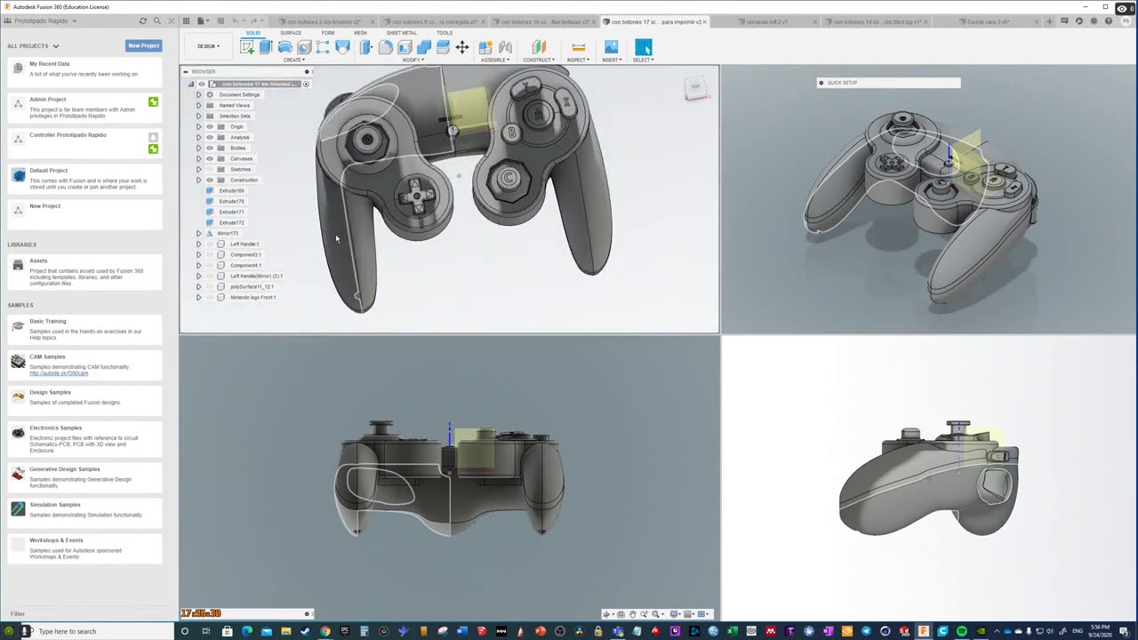 Gamecube controller Fusion 360 - YouTube