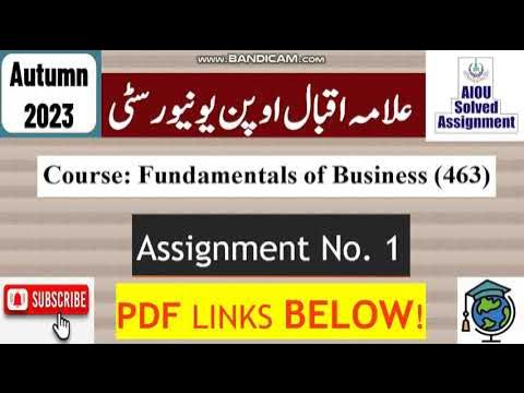AIOU Code 463 Solved Assignment No.1 Autumn 2023 |Subject: Fundamentals of Business |Level: BA/B ...