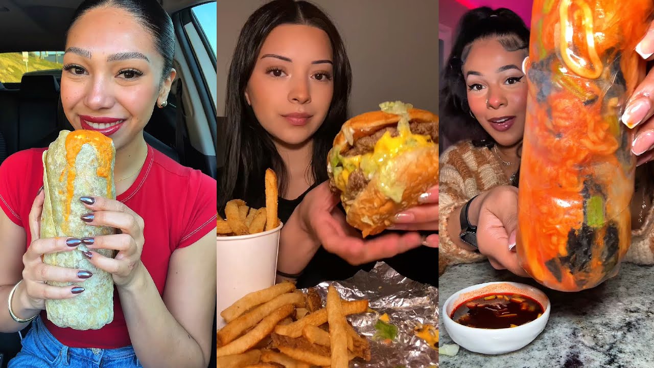 TIKTOK Mukbang Compilation | Chipotle, Five Guys, Wingstop, Cane's, In ...