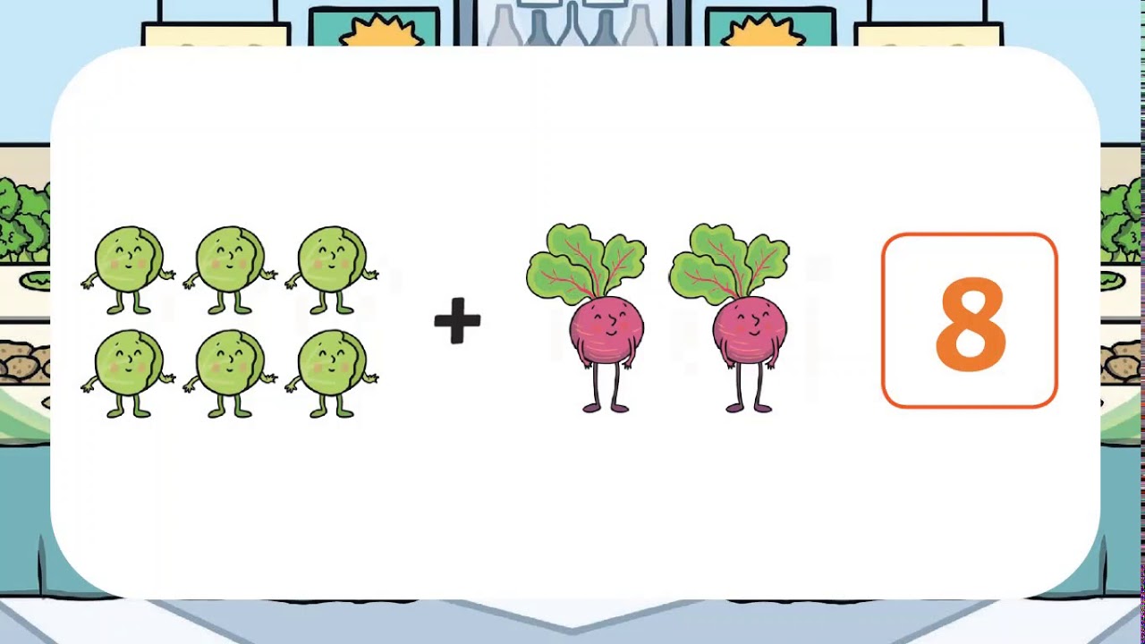 Kindergarten Math Addition to 10 - Vegetable Shop - YouTube