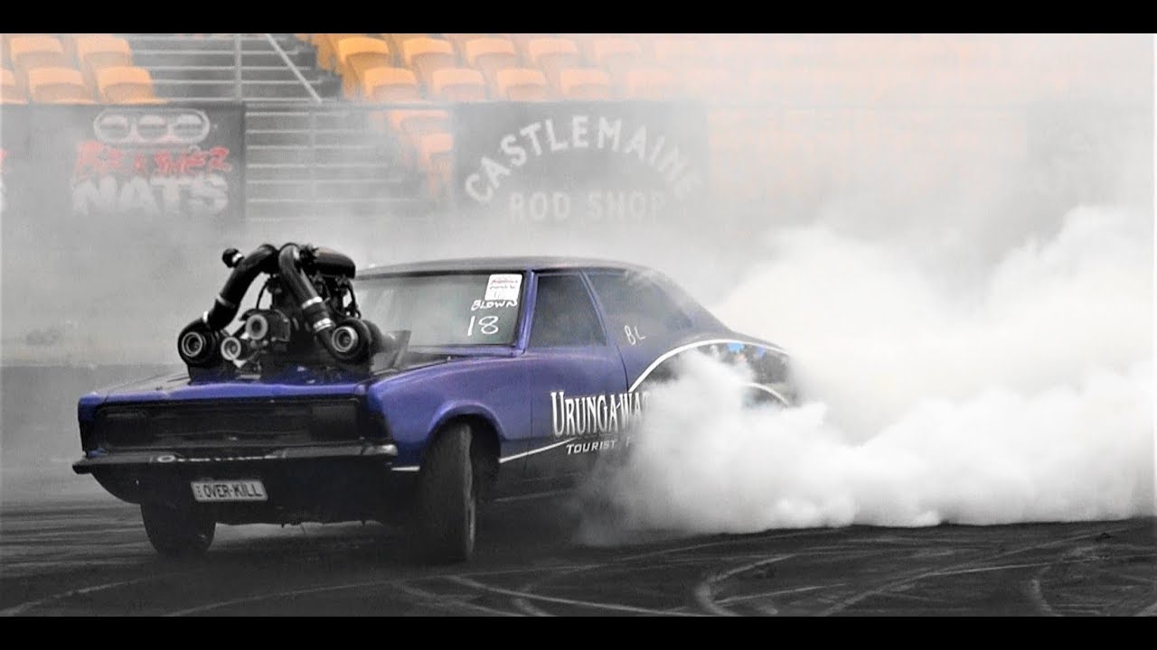 OVERKILL SUPERCHARGED TWIN TURBO V8 CORTINA AT BRASHERNATS 2018 - YouTube