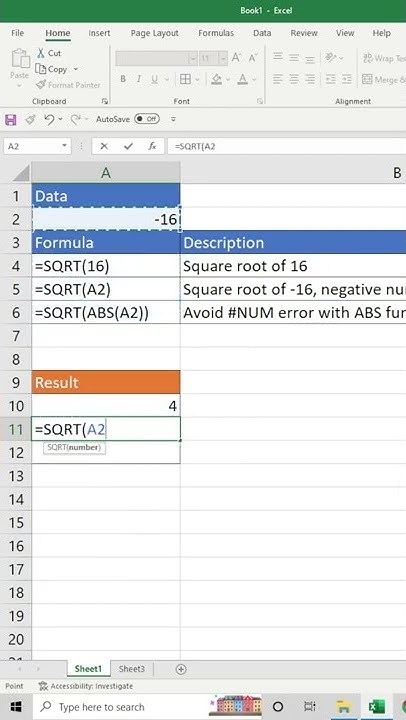 #shorts SQRT Function Microsoft Excel Tutorial - YouTube